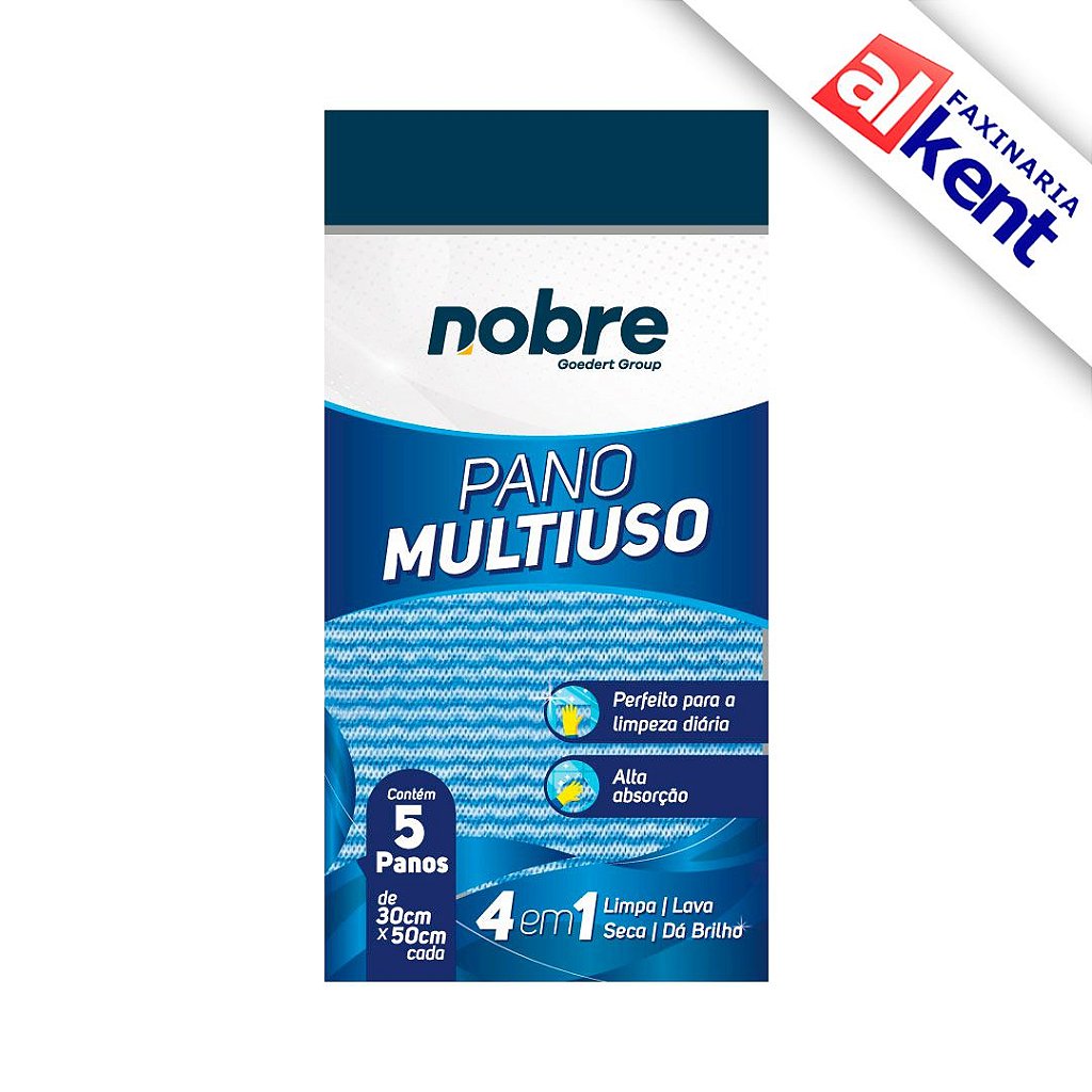Pano Multiuso 4 em 1 Nobre com 5 unidades 30x50 - Loja Alkent | Sua ...